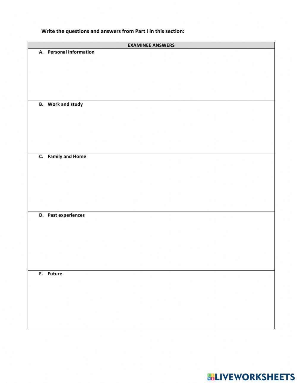 1st Oral Evaluation Guide worksheet | Live Worksheets
