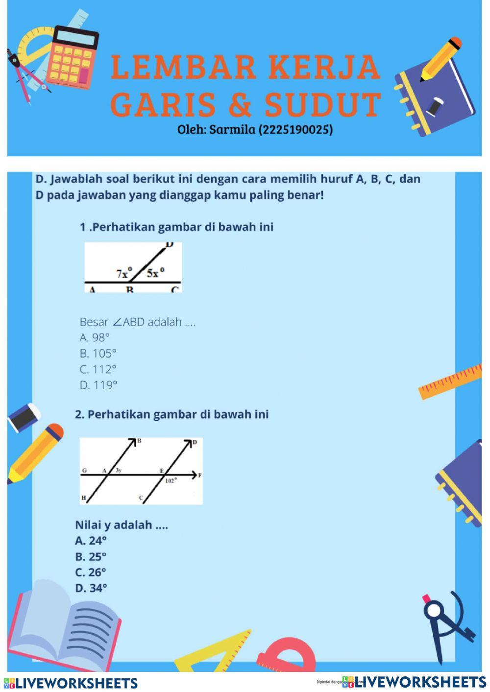 Garis 1 worksheet | Live Worksheets