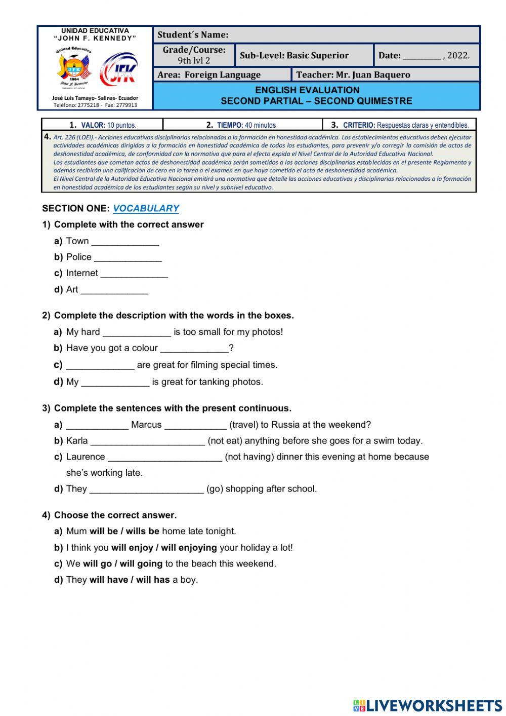 2021-2022 9th lvl 2 - 2-2-2 online exercise for | Live Worksheets