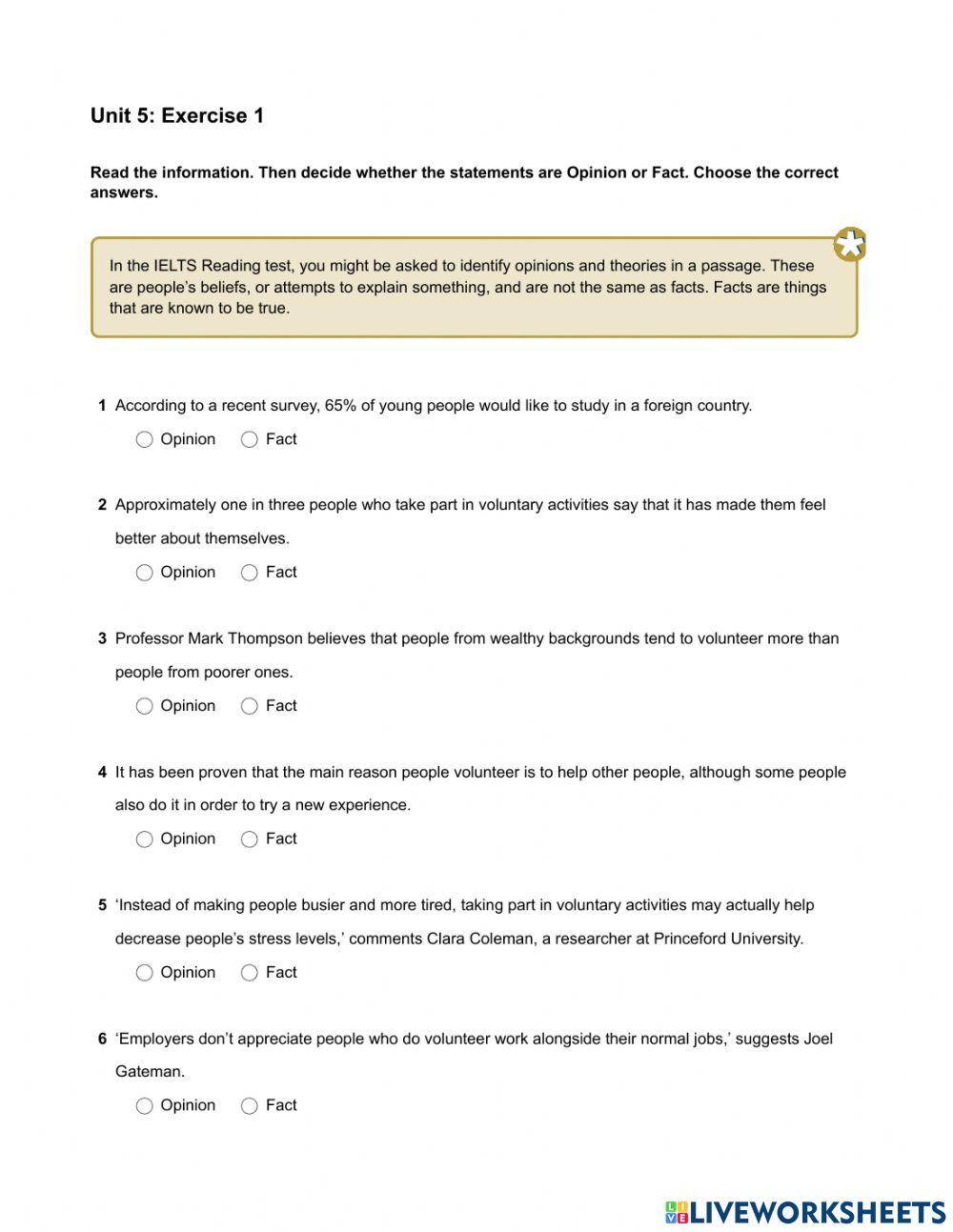 Mindset IELTS 2 - Reading Skills Modules - Unit 5 Ex1