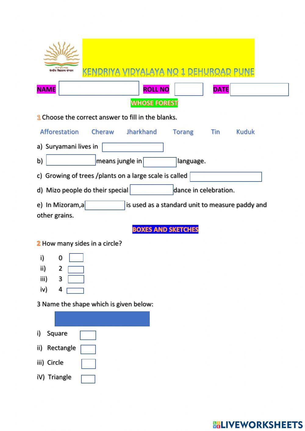 Evs Live Worksheet Exercise Live Worksheets 