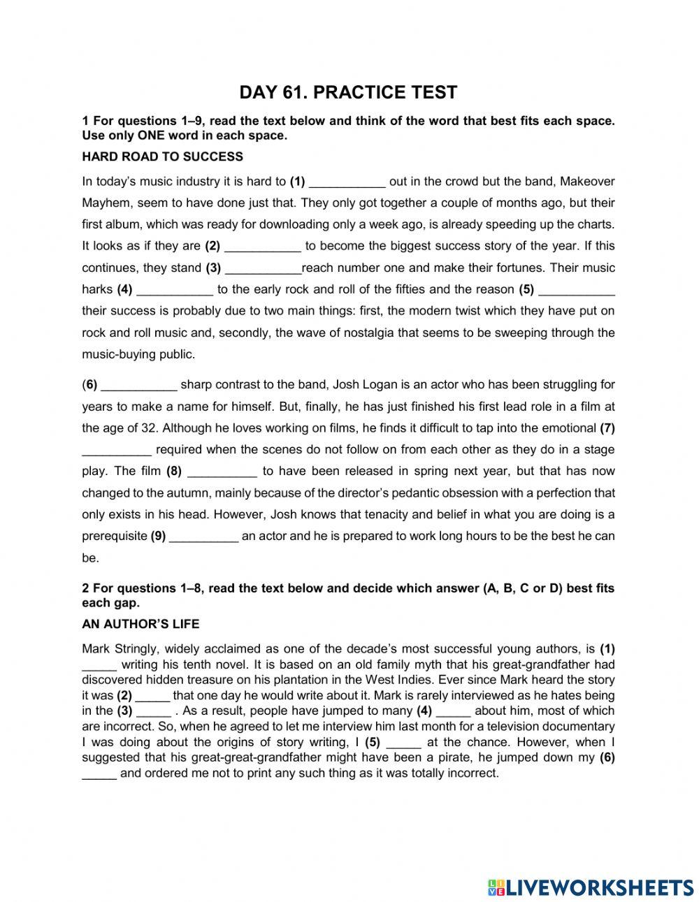 G8 Day 61 worksheet | Live Worksheets