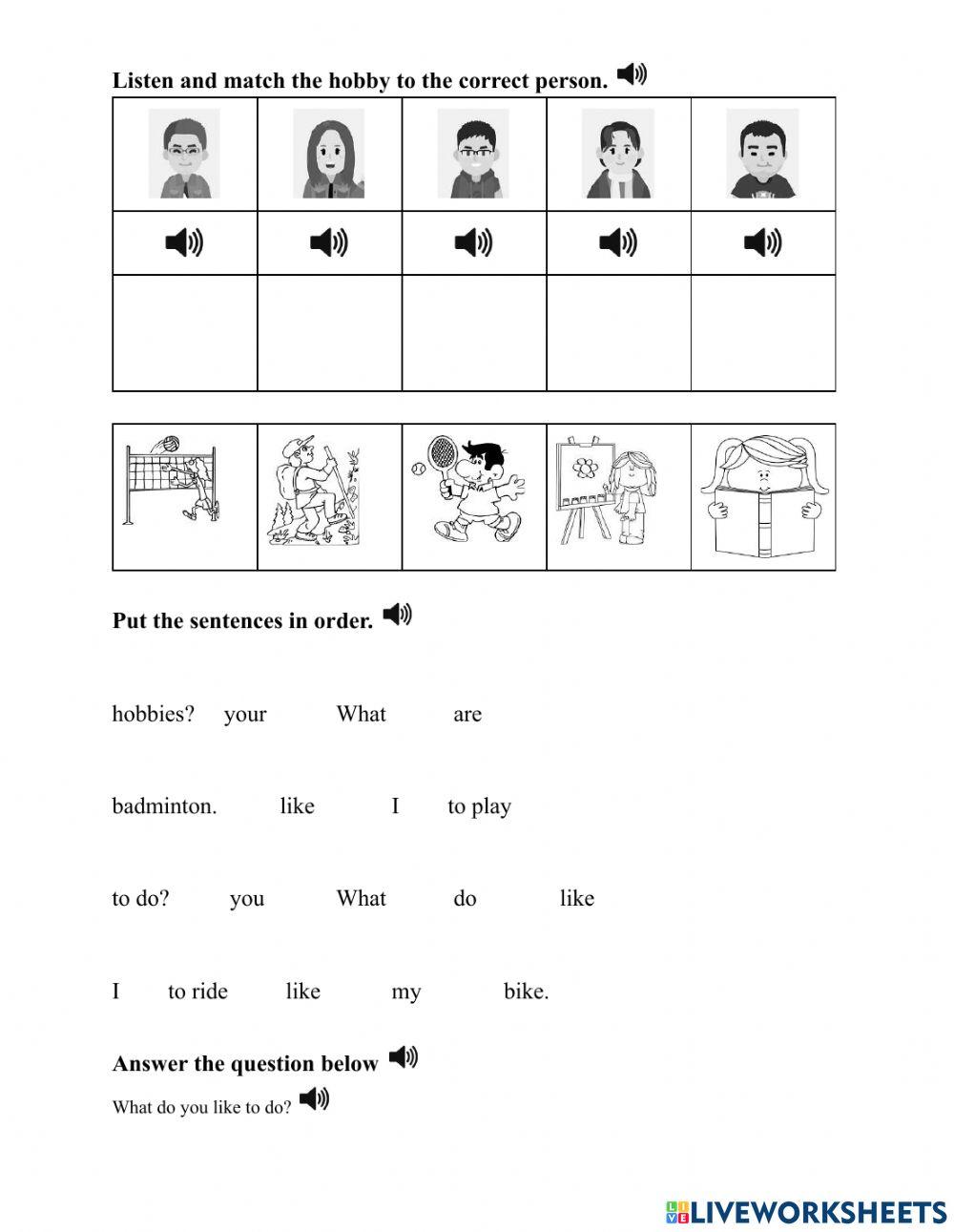 2-2 Hobbies Test worksheet | Live Worksheets