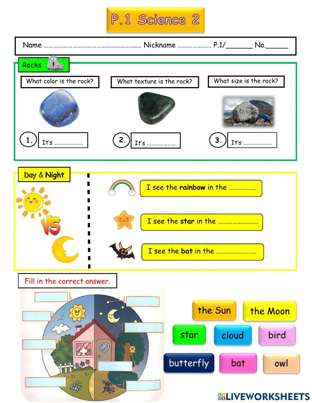 Semester 2 Grade 1: Science 2 online exercise for | Live Worksheets