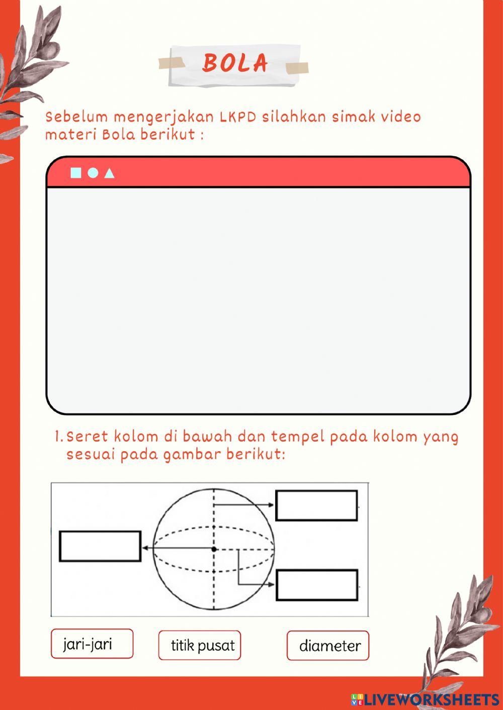 Kerucut bola worksheet | Live Worksheets