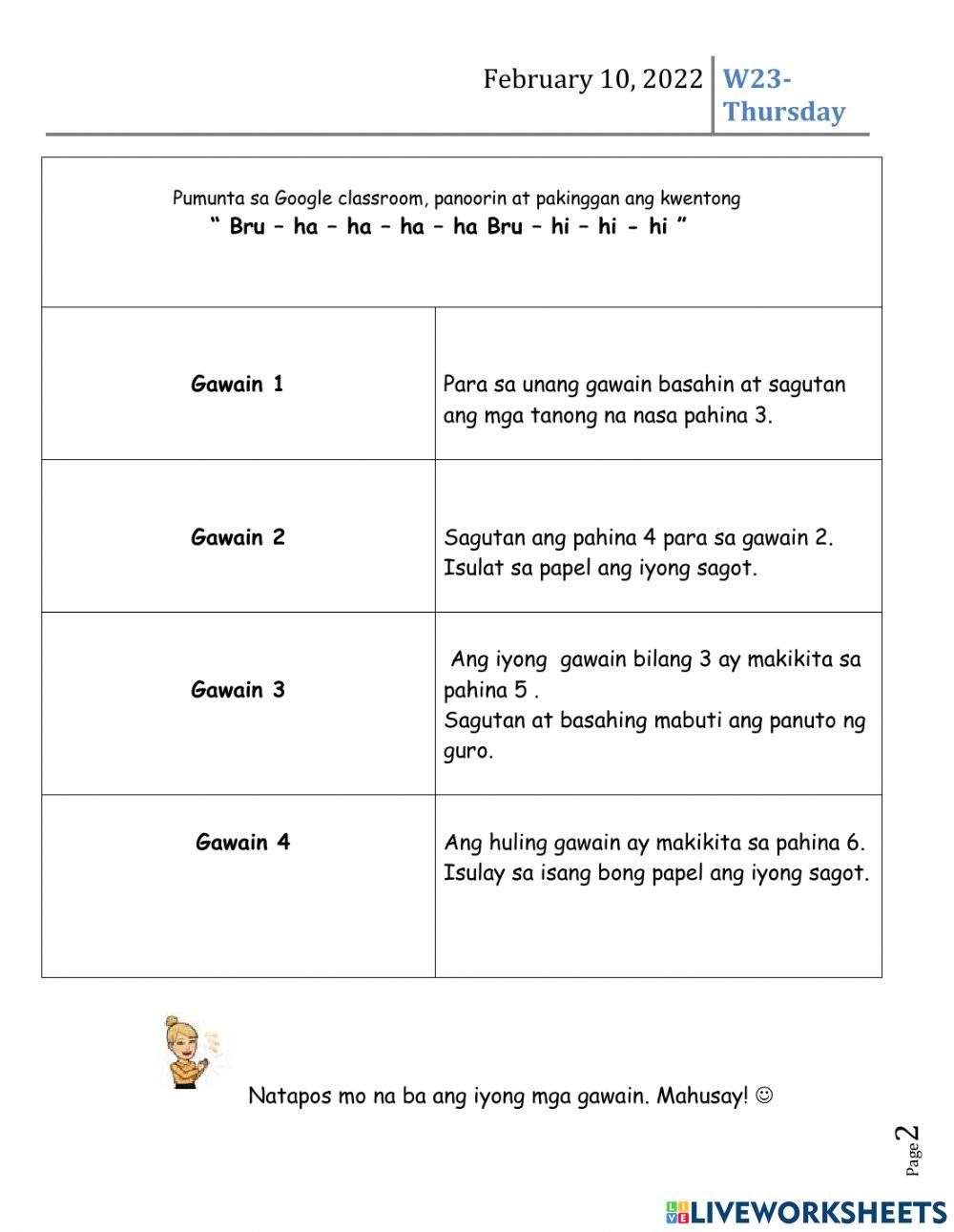 Bru - ha - ha - ha Bru - hi- hi -hi online exercise for | Live Worksheets