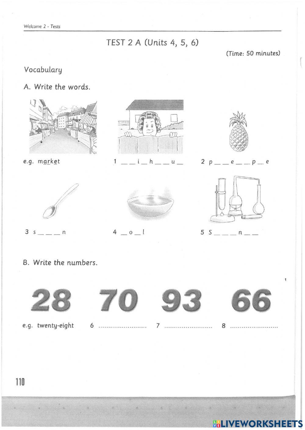 Welcome 2 Test 2 online exercise for | Live Worksheets