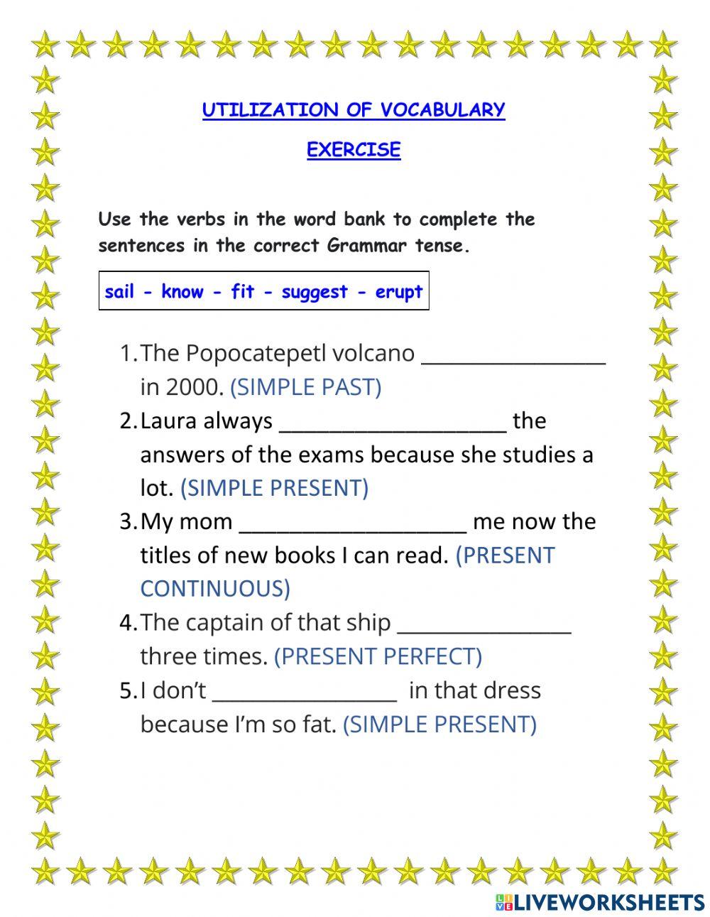 Grammar online exercise for 6th | Live Worksheets