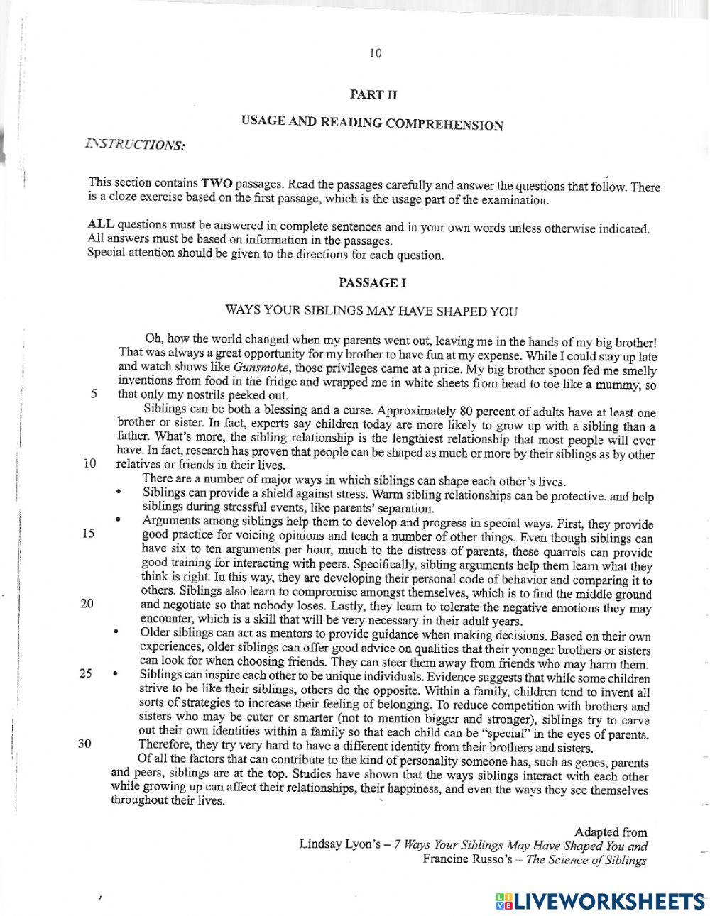 Grade 9 Past Paper online exercise for | Live Worksheets