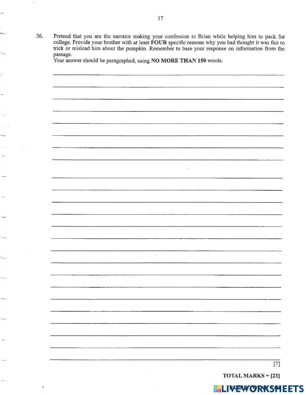 Grade 9 Past Paper online exercise for | Live Worksheets