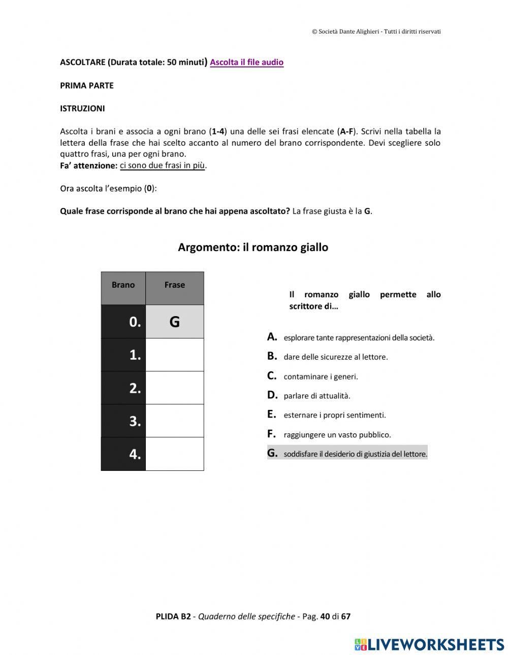 PLIDA B2 online exercise for | Live Worksheets