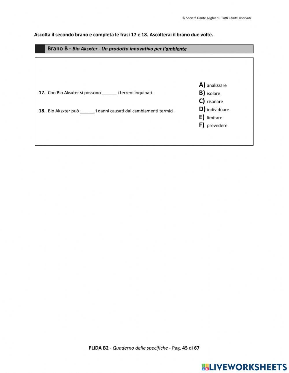 PLIDA B2 online exercise for | Live Worksheets