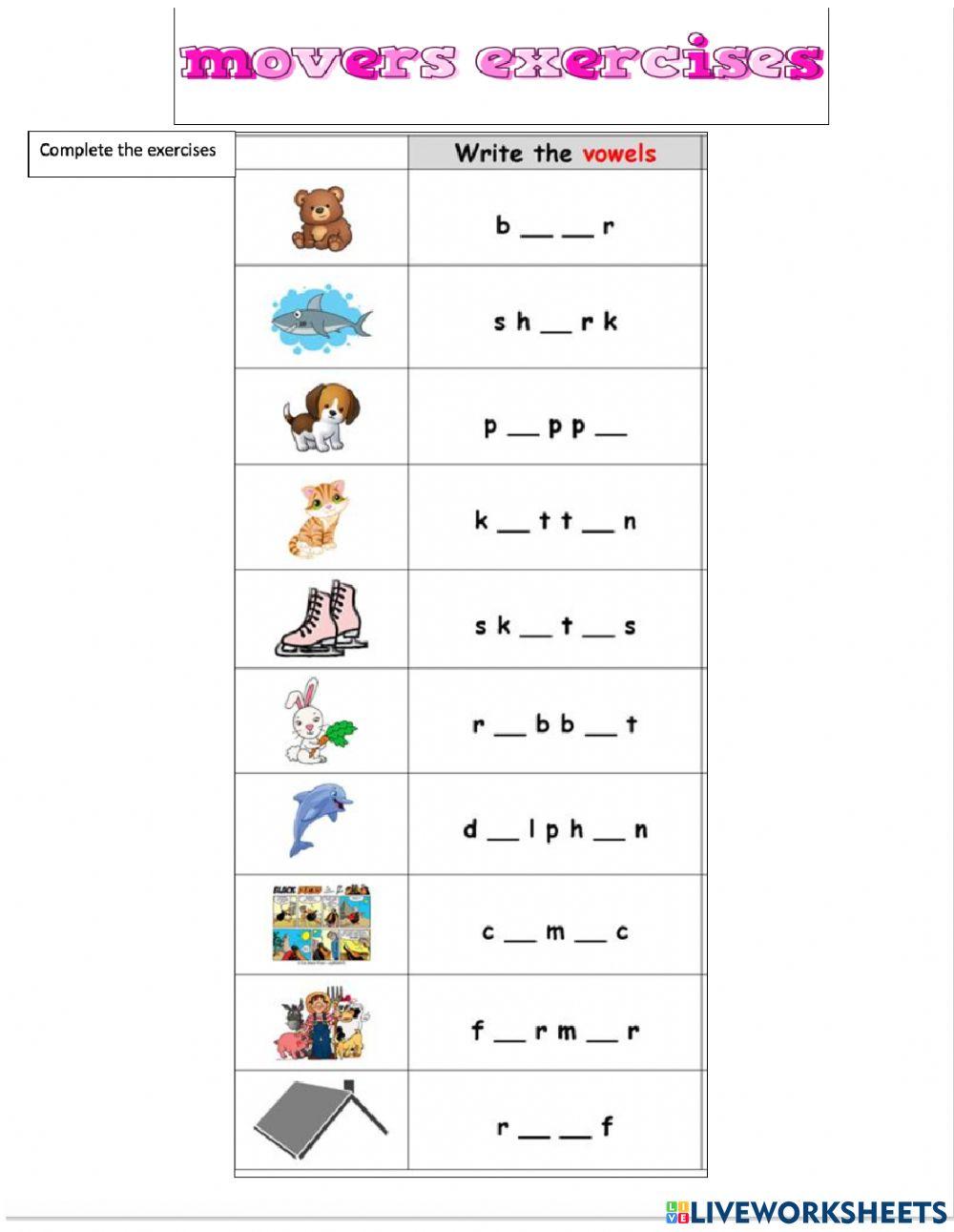 6830649 | EXERCISES- MOVERS- ANIMALS | Guadalupe Blanco