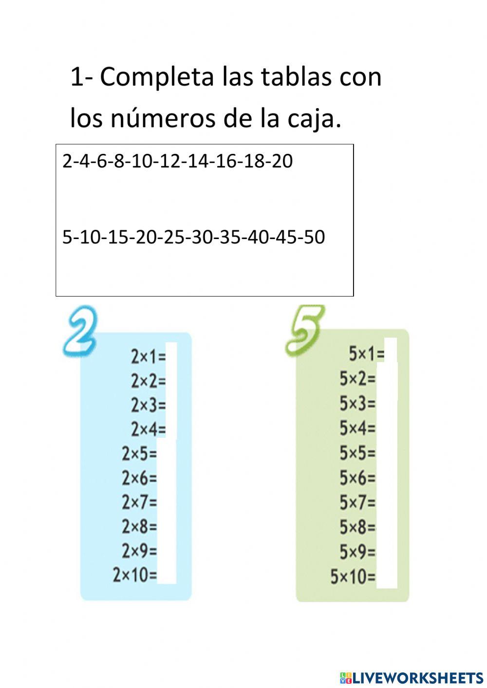 1860235 | Tablas del 2 y del 5 | ceipduquesa