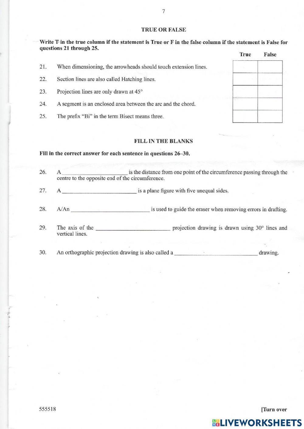 BJC EXAMINATION SECTION A-2015 online exercise for | Live Worksheets