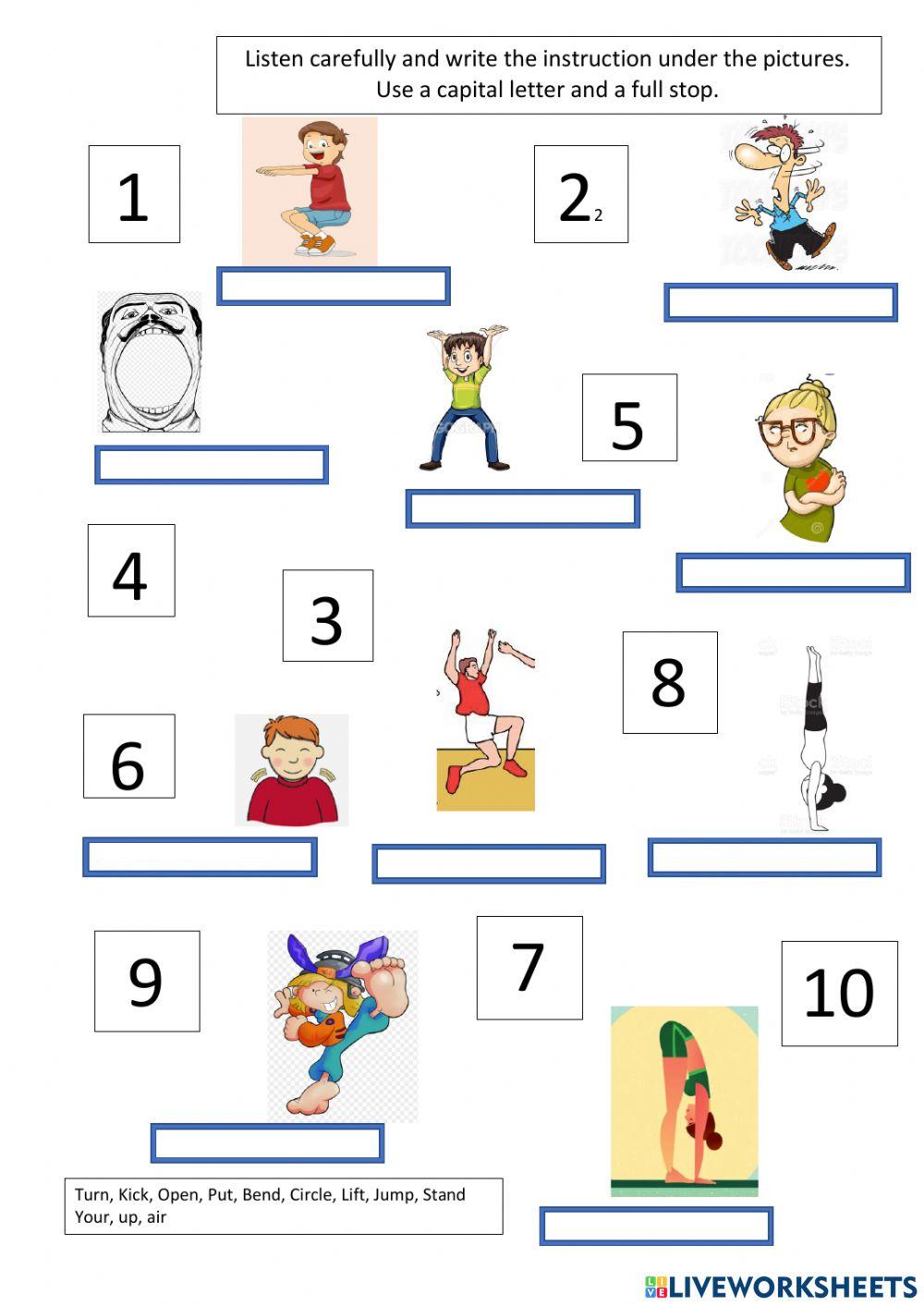 3VSGDH Audio - Writing Verbs and body parts online exercise for | Live ...