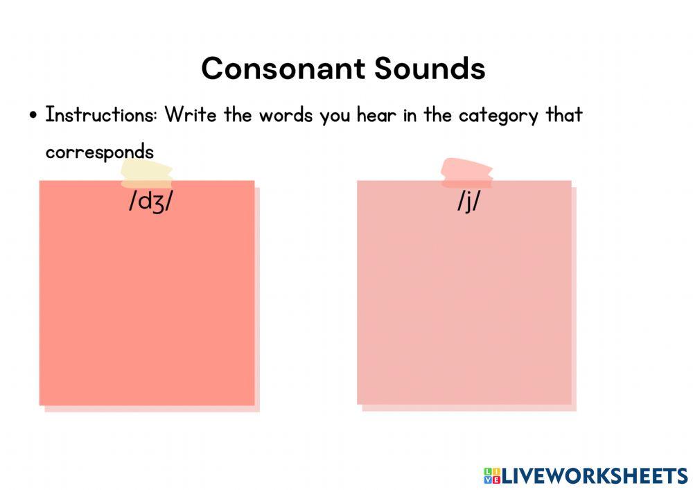 Vowel and Consonat Sounds worksheet | Live Worksheets