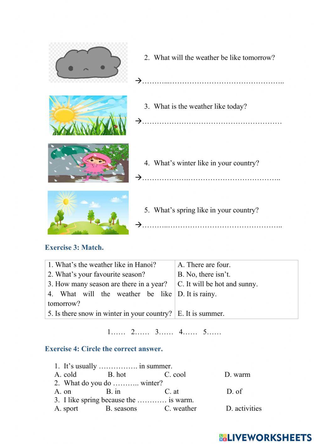 The weather online exercise for 5 | Live Worksheets