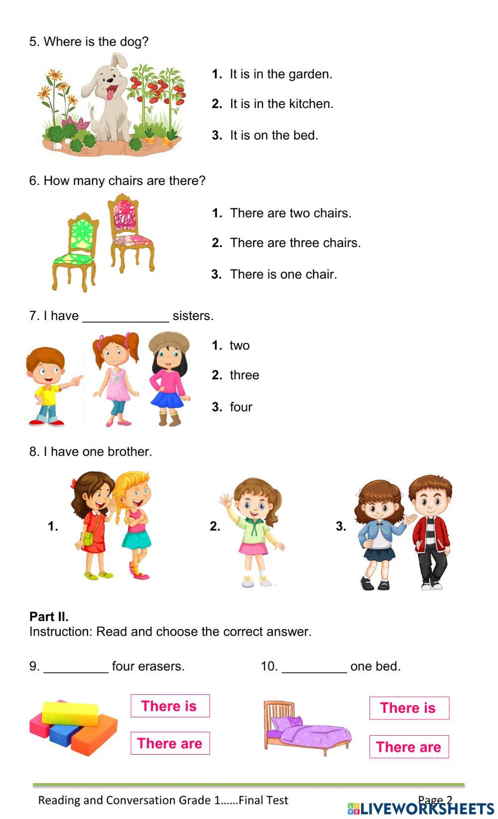 Reading and Conversation 1 Final Test online exercise for | Live Worksheets