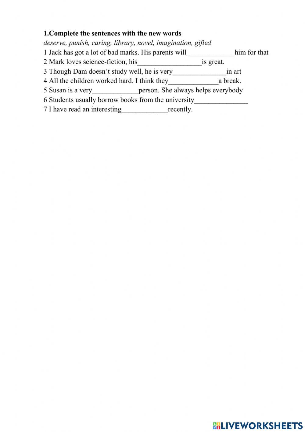 Choose a word worksheet | Live Worksheets