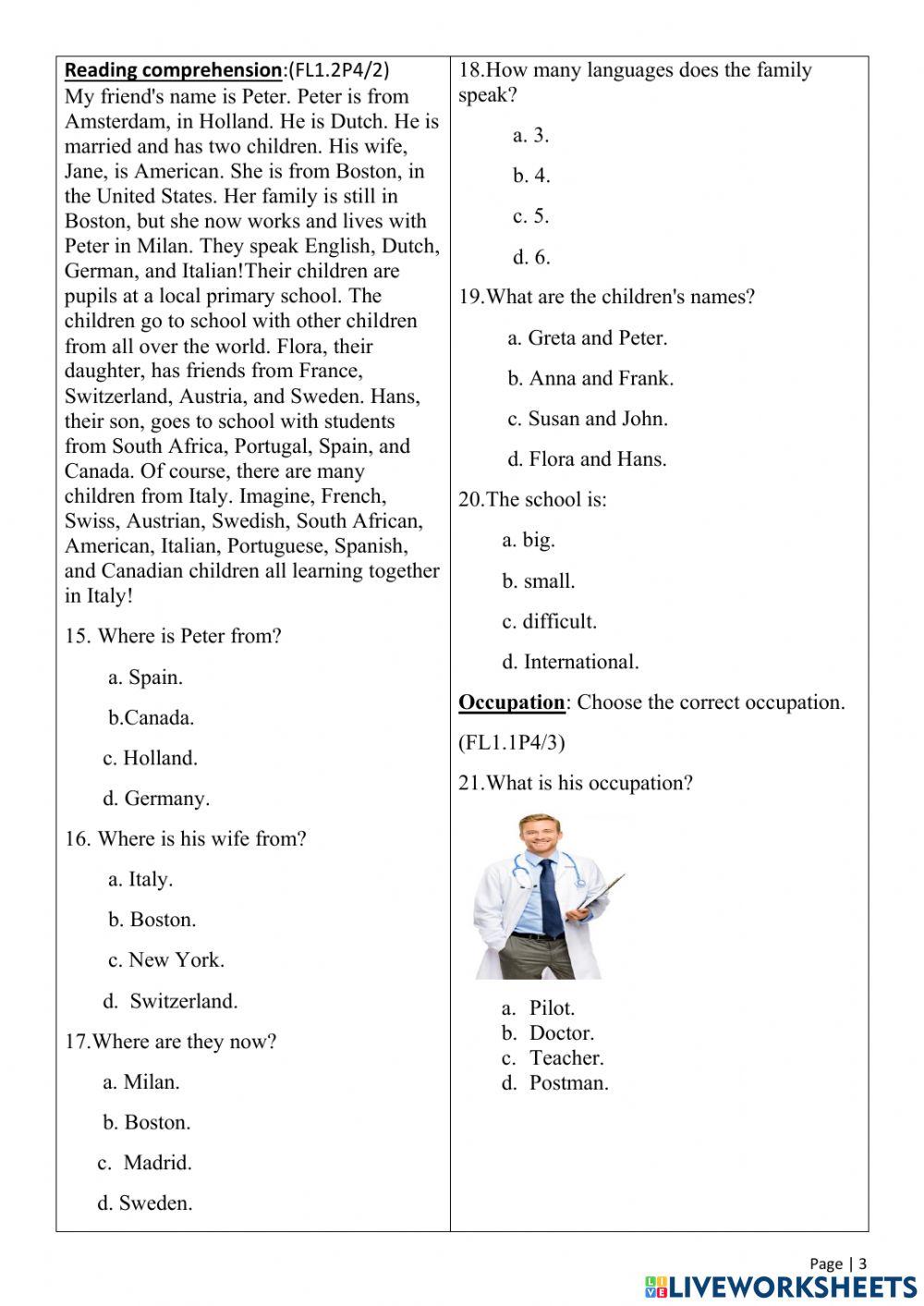English communication p4 online exercise for | Live Worksheets