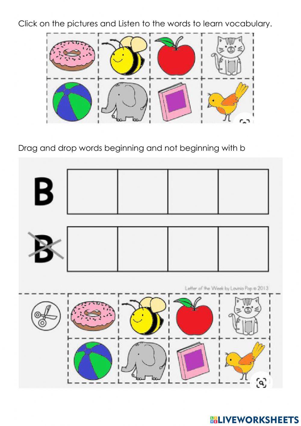 Phonics B and no B words worksheet | Live Worksheets