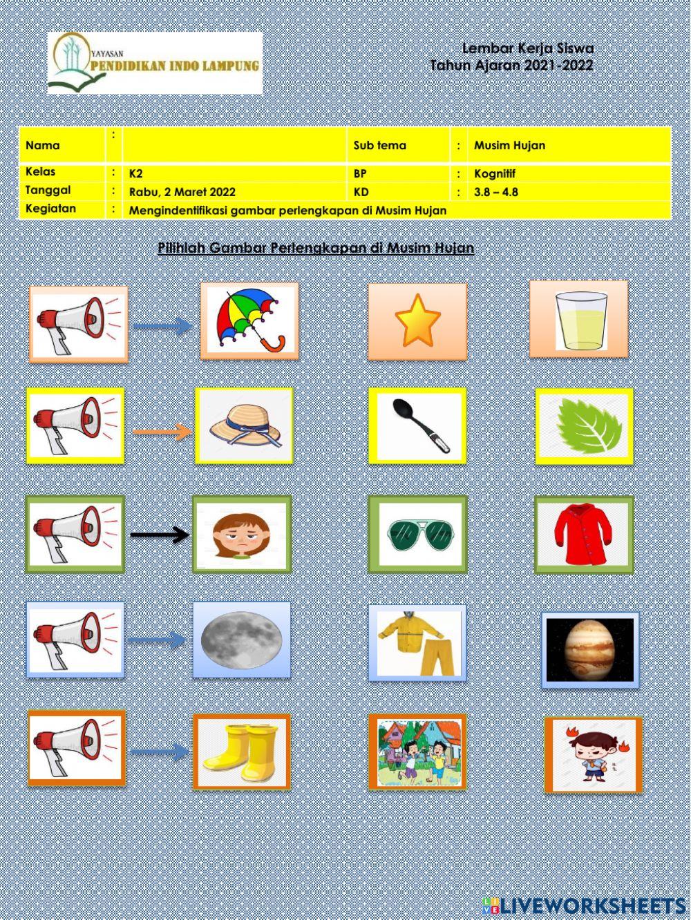 Musim Hujan interactive worksheet | Live Worksheets