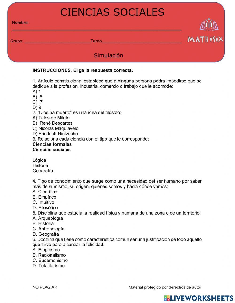 SIMULACIÓN. CIE… | Free Interactive Worksheets | 2761967