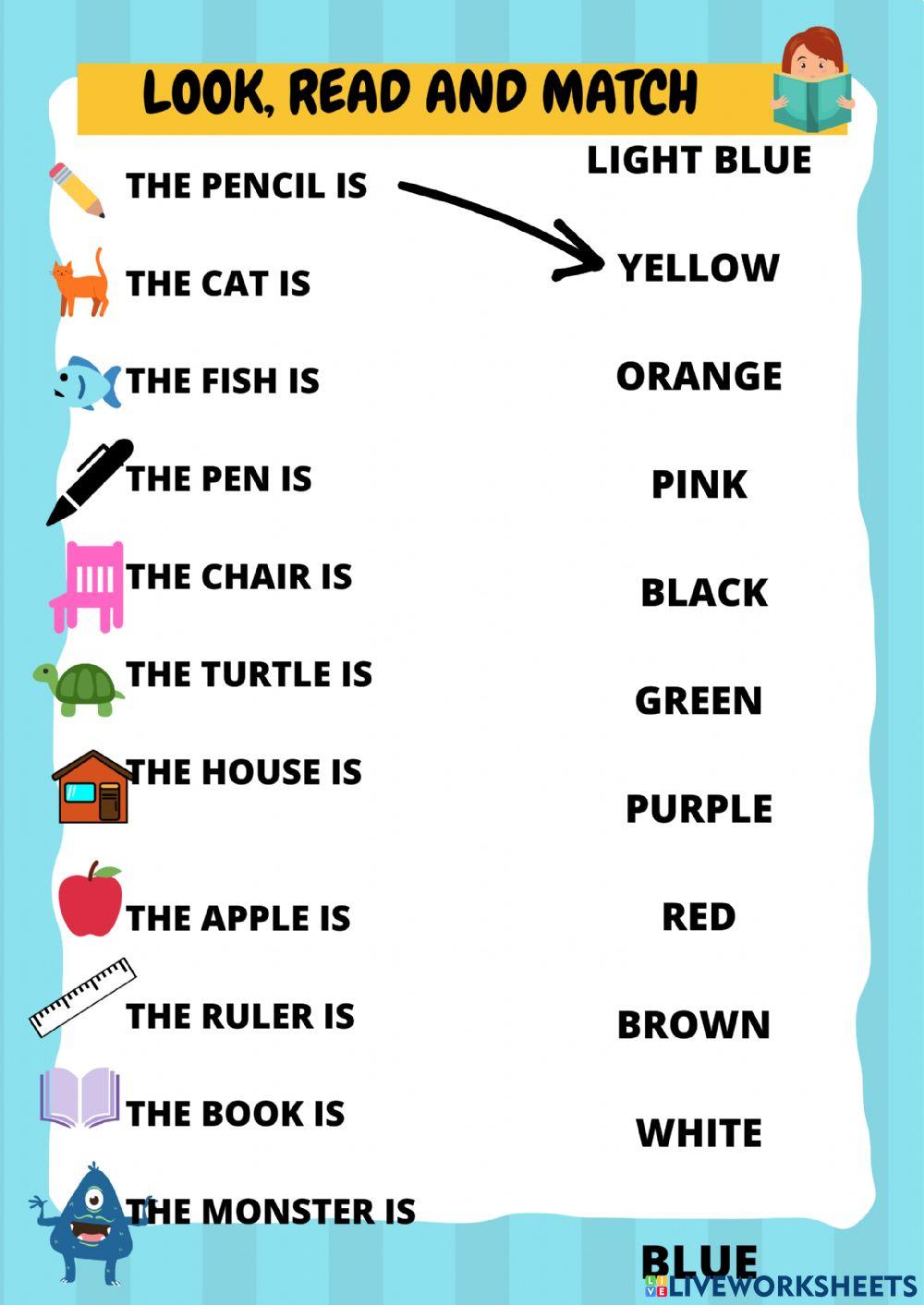 Colours online exercise for 2ND FORM | Live Worksheets