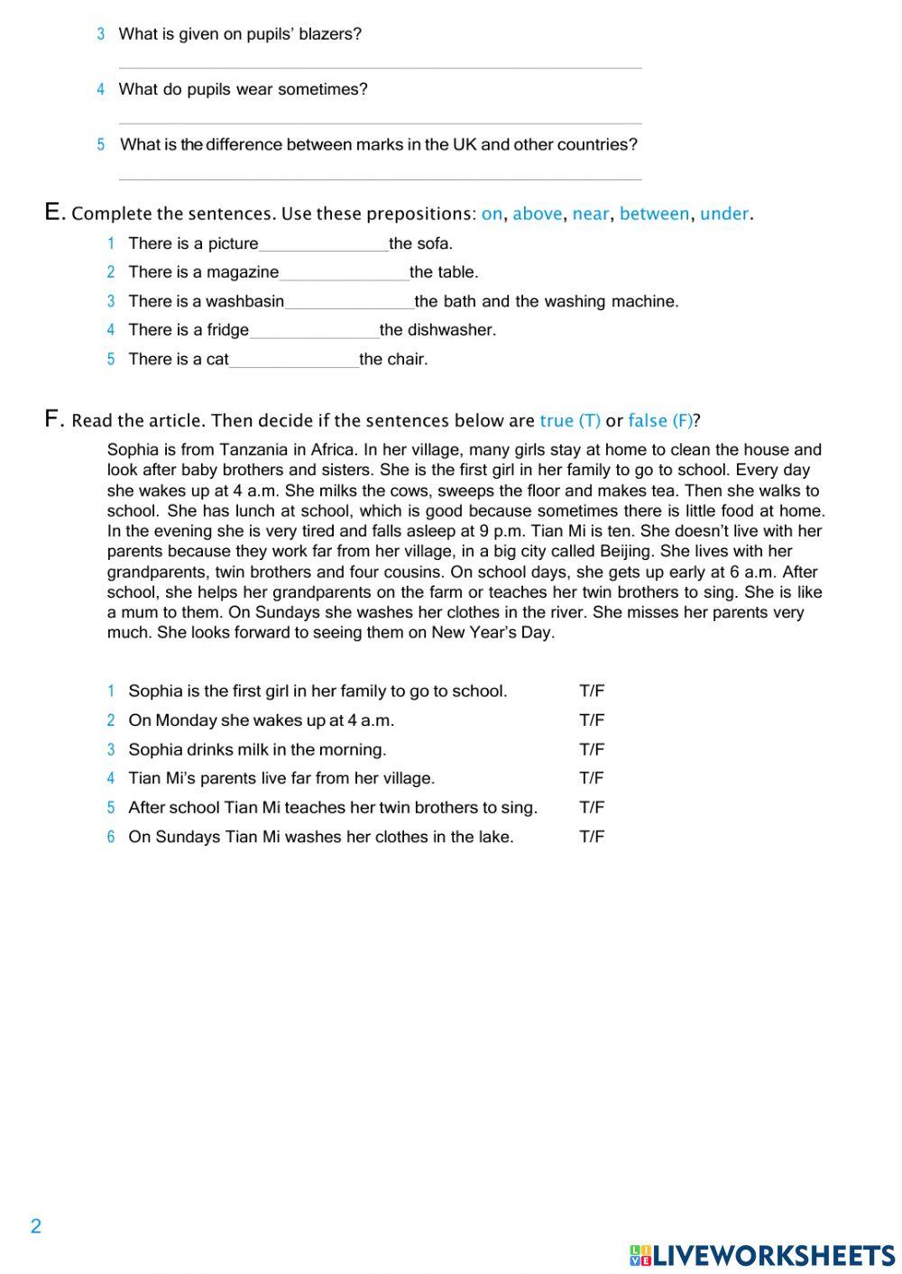 English test 5 worksheet | Live Worksheets