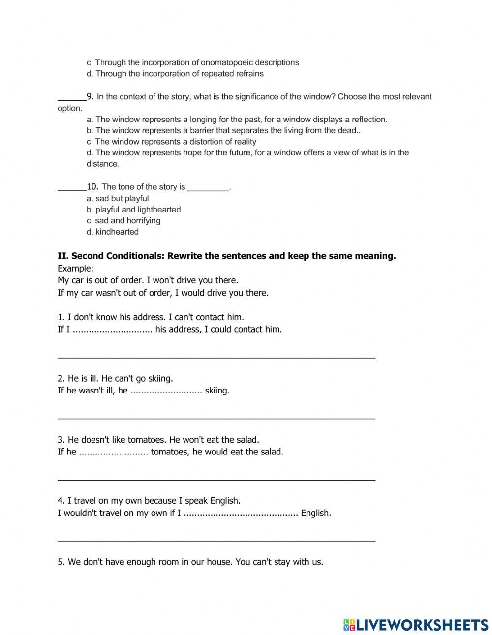 LT2 - Grade 9 Second Quarter online exercise for | Live Worksheets
