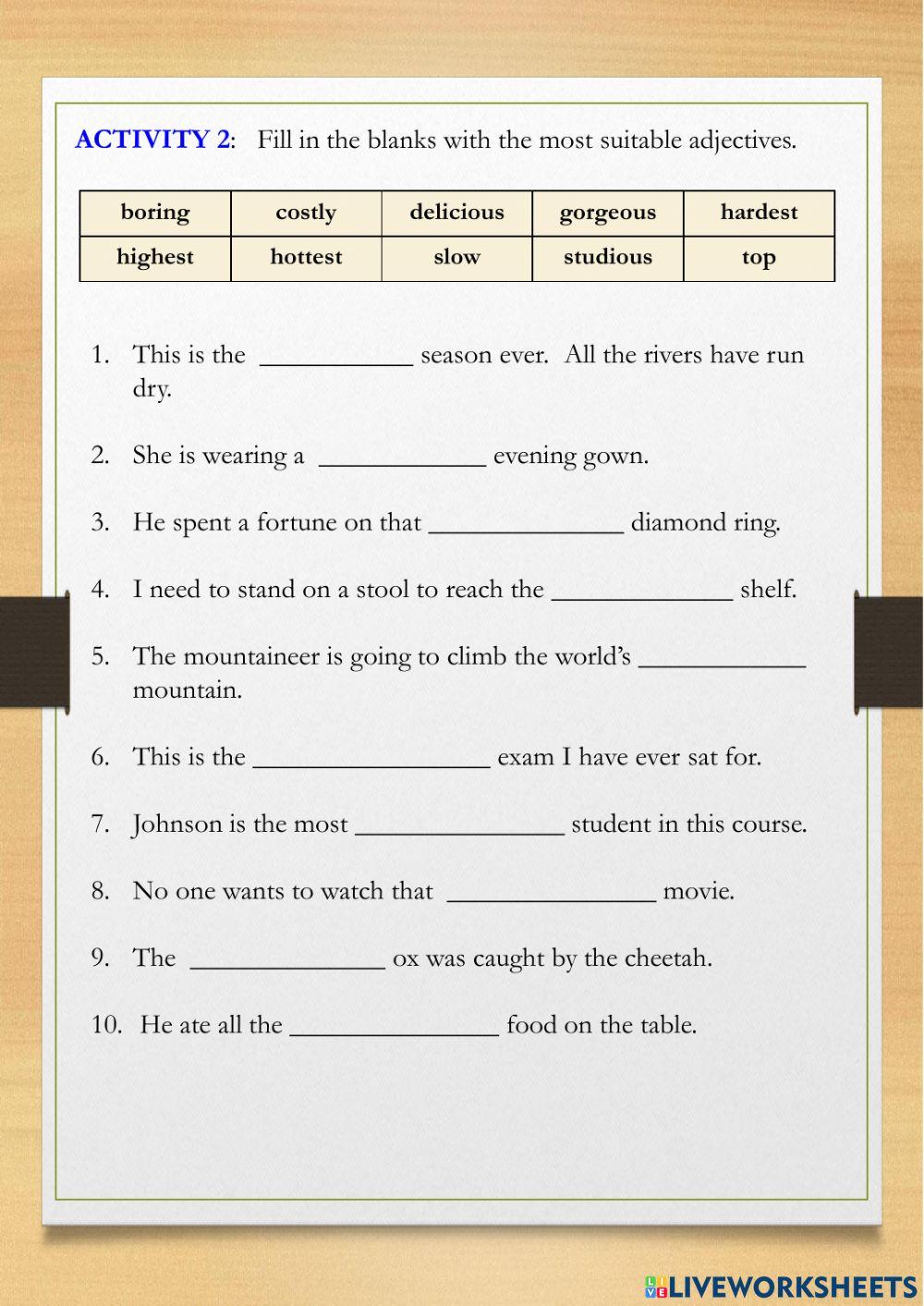 PRE-U Grammar (Adjectives) 1053 | JOYCE LIZA JOIMOL