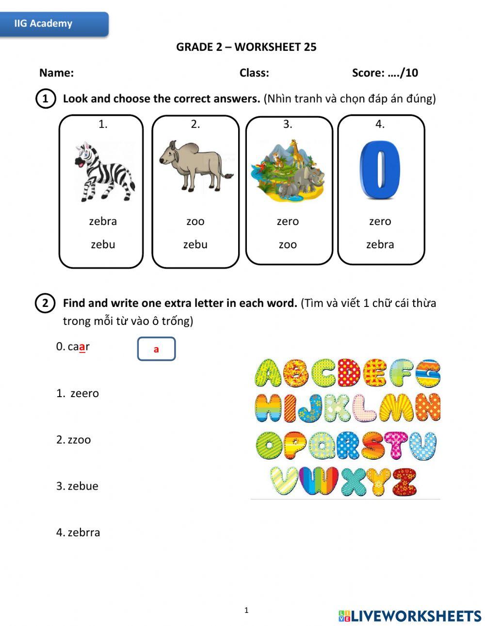 IIG-Grade 2-Worksheet 25 worksheet | Live Worksheets