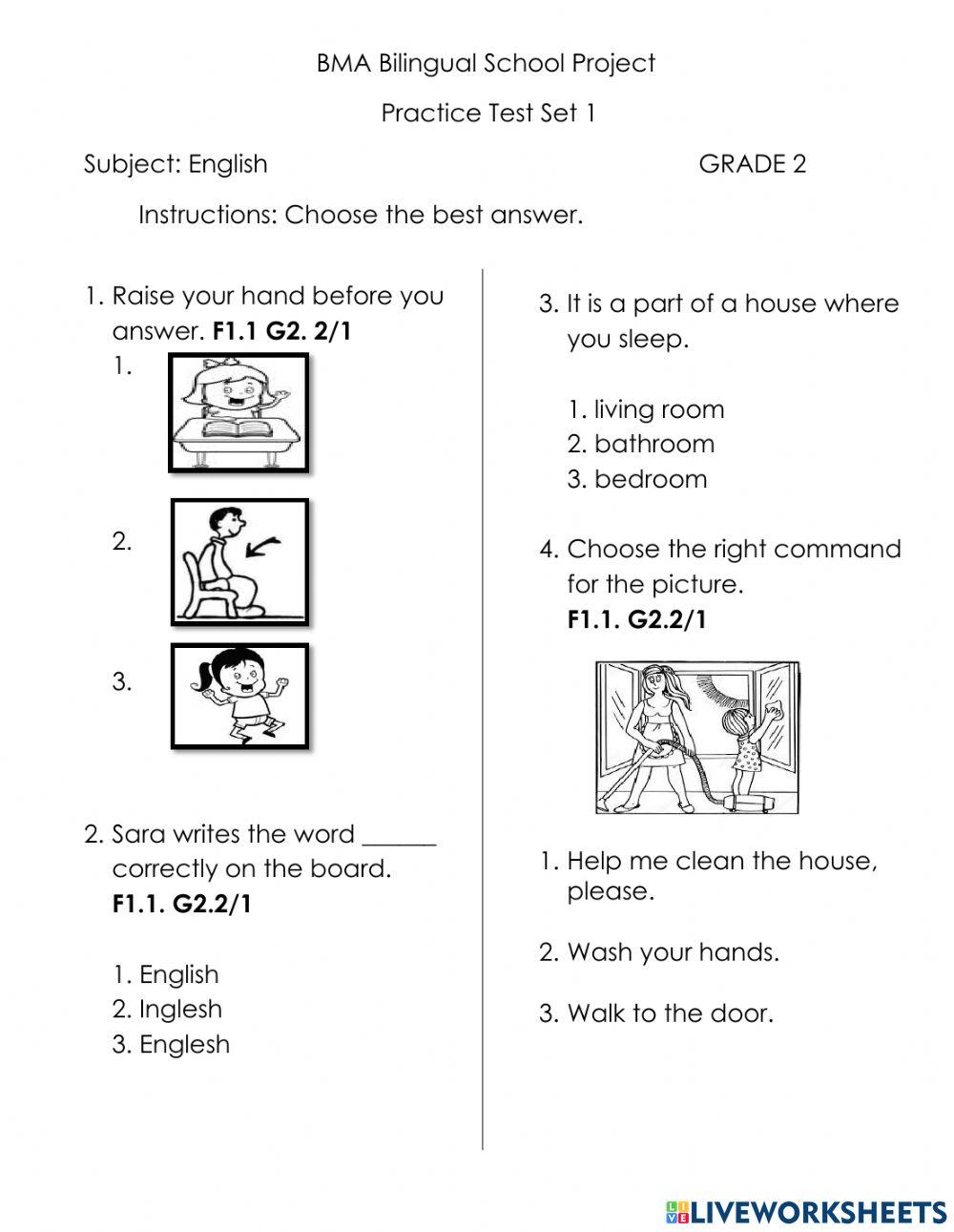 G.2 BMA Practice Test Set 1 online exercise for | Live Worksheets
