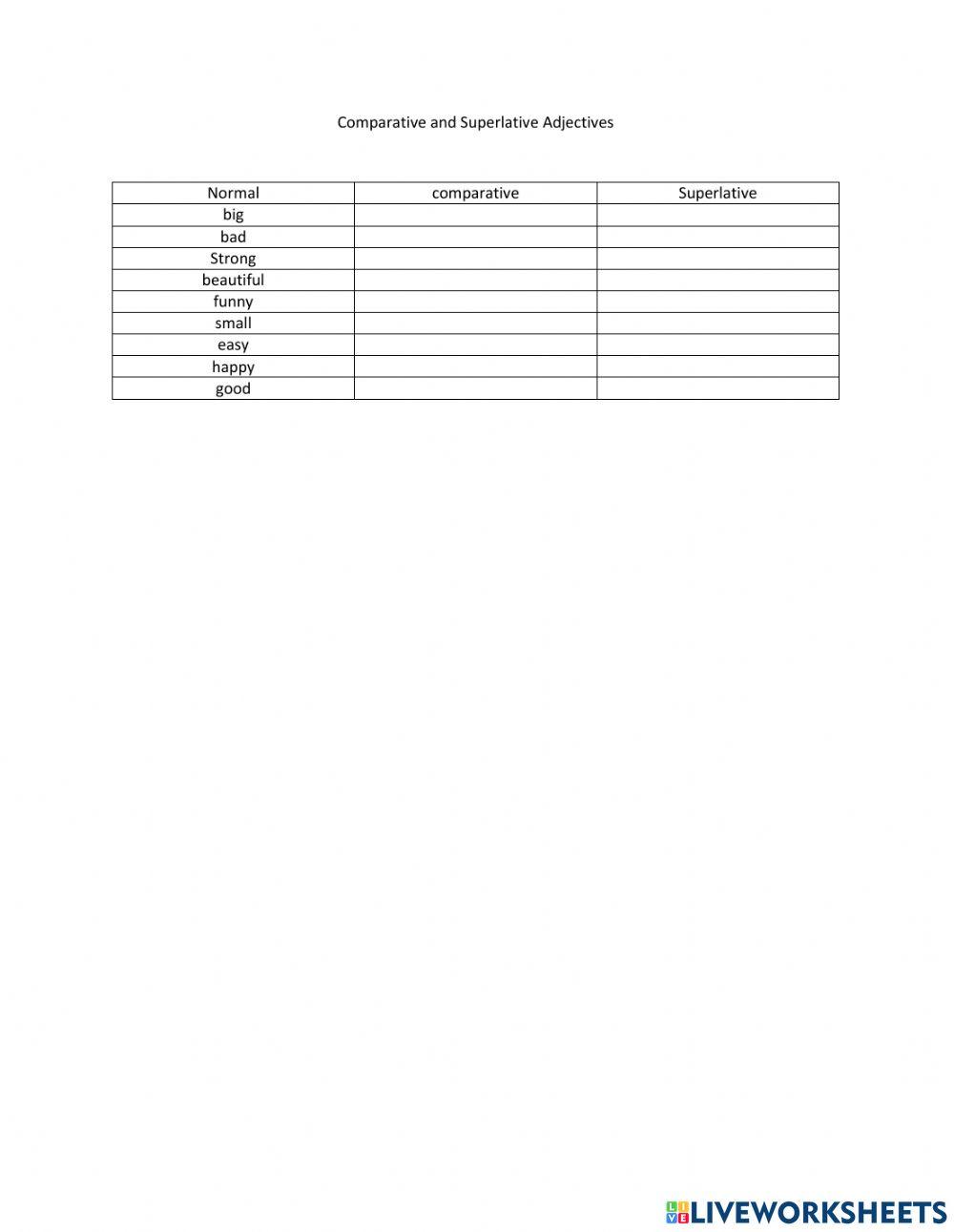 Adjective Formation online worksheet | Live Worksheets