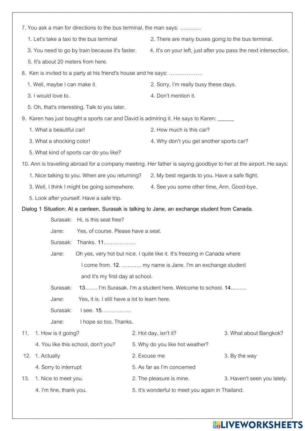 English Test online exercise for Grade 12 | Live Worksheets