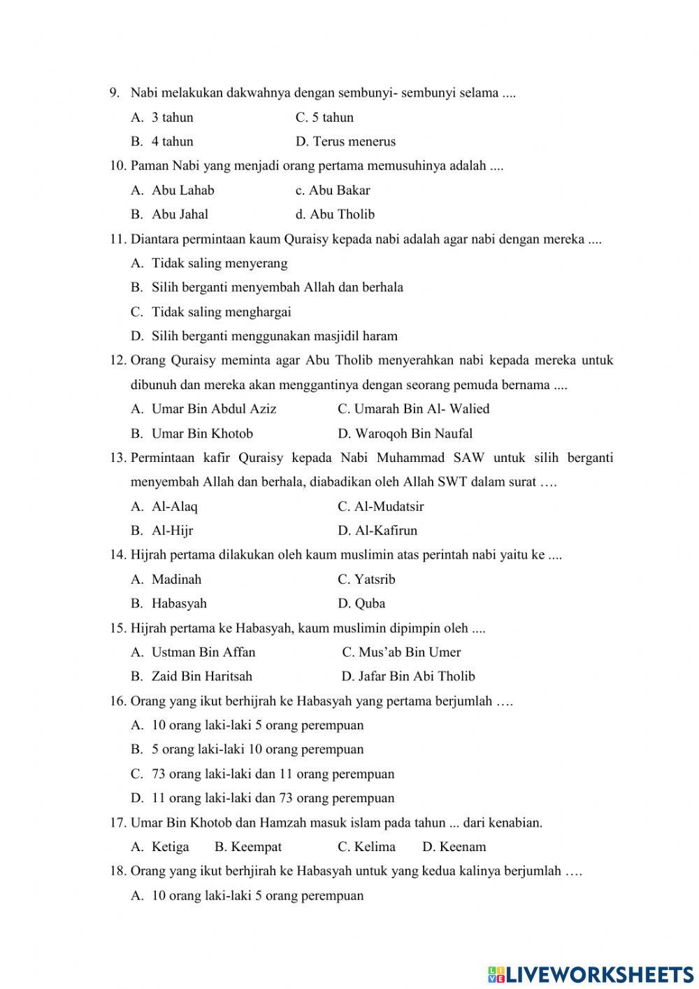 Try out tareh worksheet | Live Worksheets