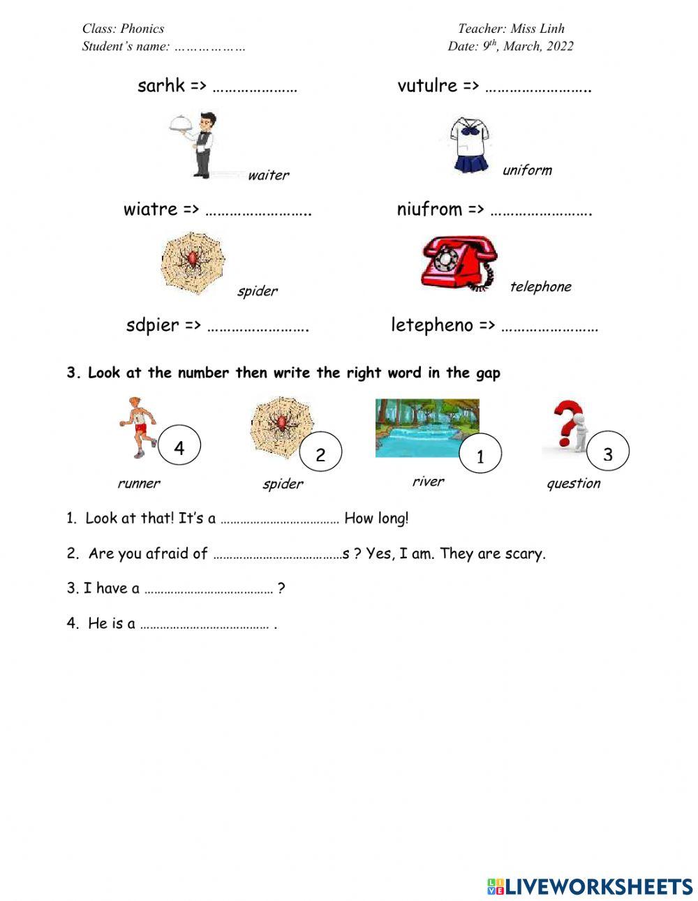 Phonics online exercise for Phonics | Live Worksheets