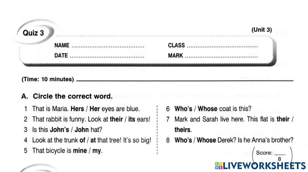 quiz3NRU2teacherANNA online exercise for | Live Worksheets