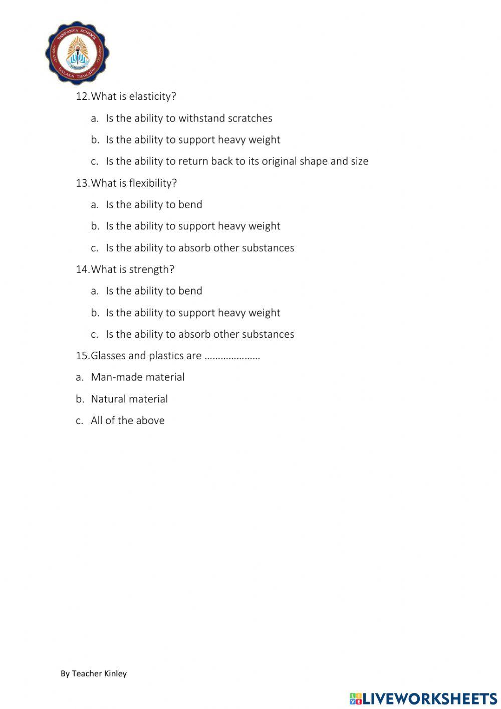 Object Review worksheet | Live Worksheets