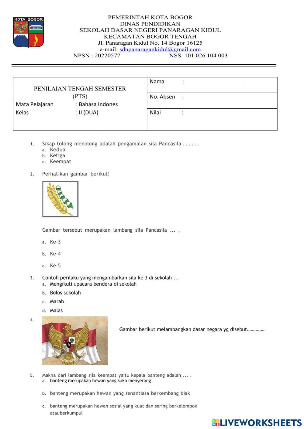 Pkn online exercise for 2 | Live Worksheets