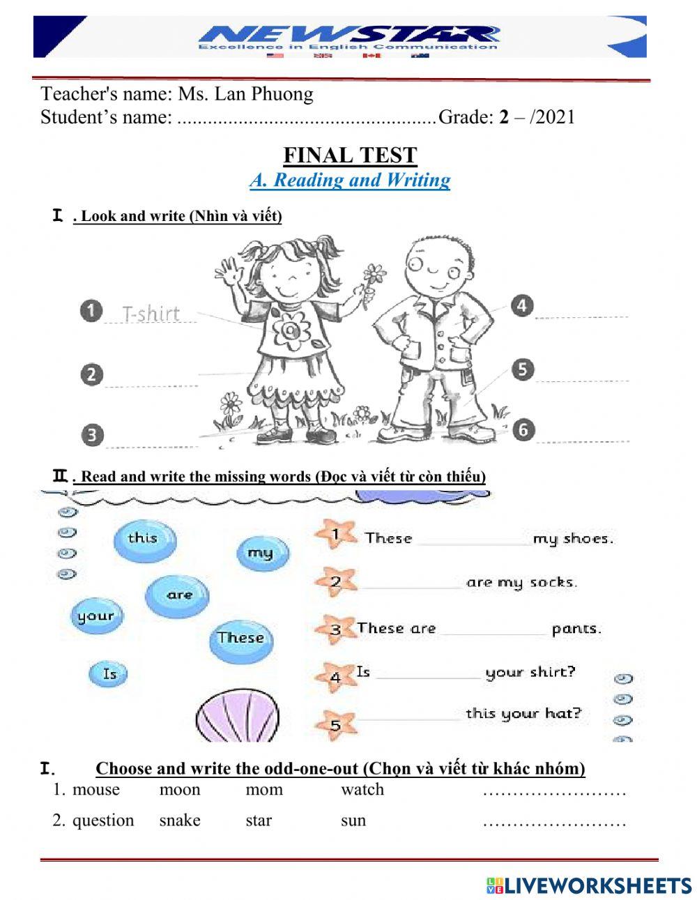 Final test 2nk interactive worksheet | Live Worksheets