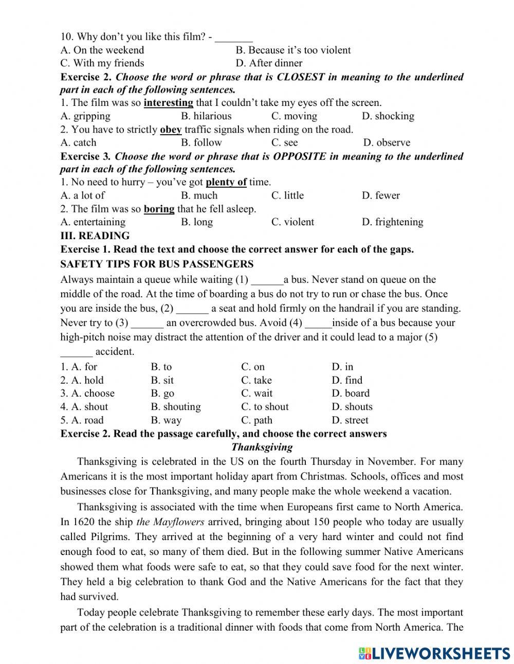 G7-review 3 | Free Interactive Worksheets | 1929765