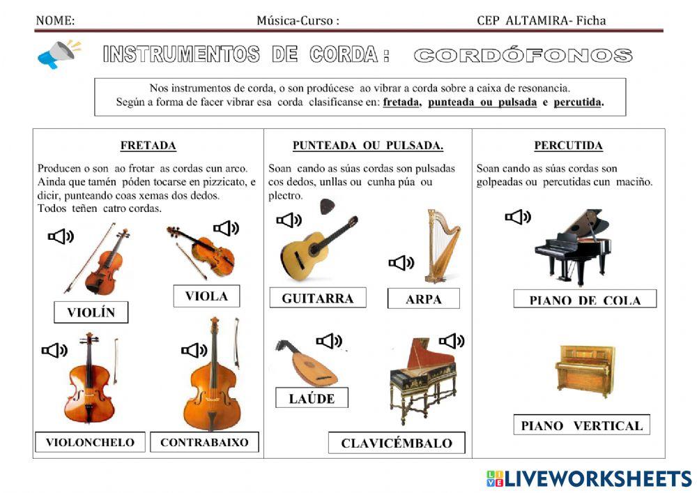 Instrumentos de Corda 4º worksheet | Live Worksheets