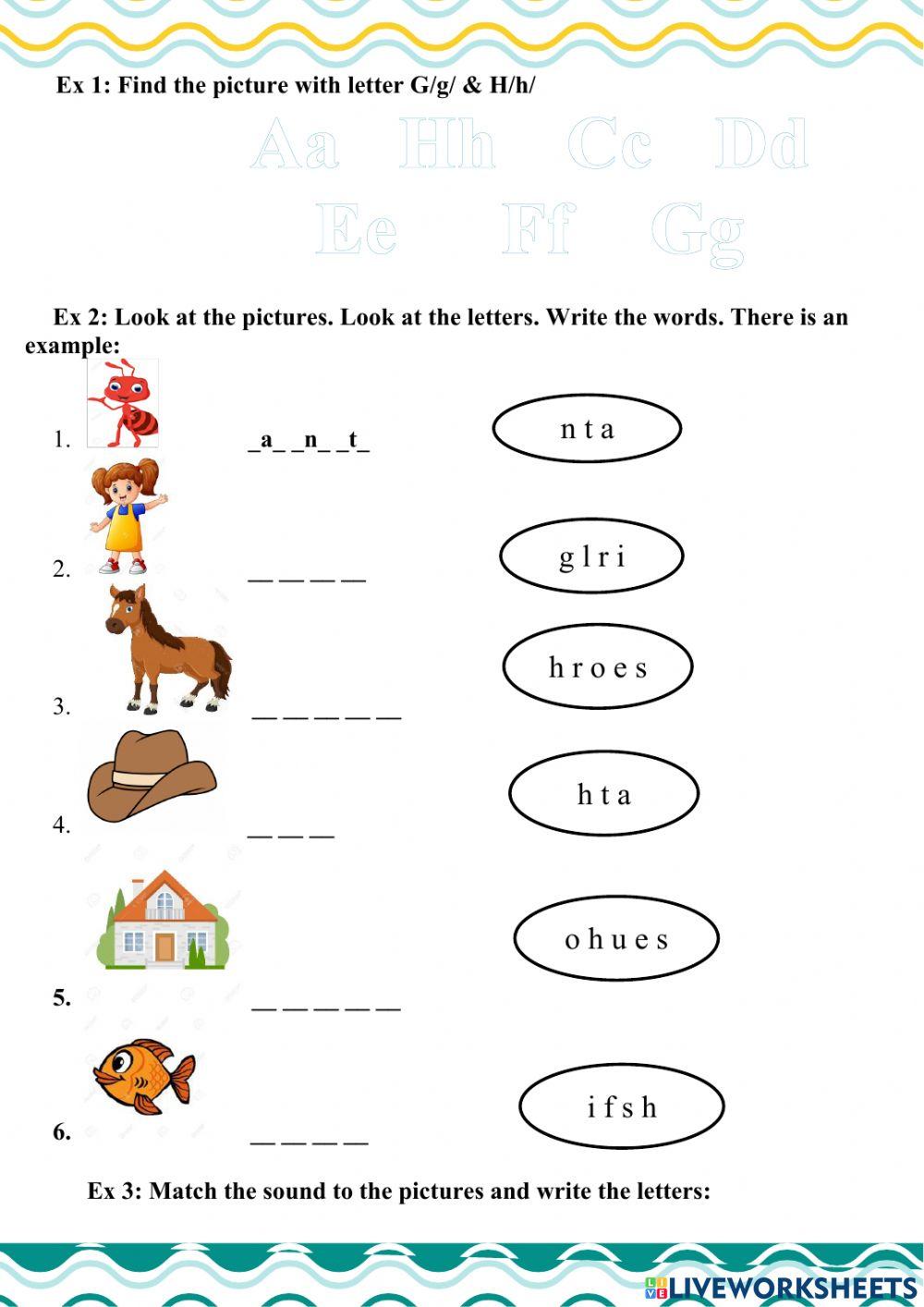 Review letter G &H worksheet | Live Worksheets