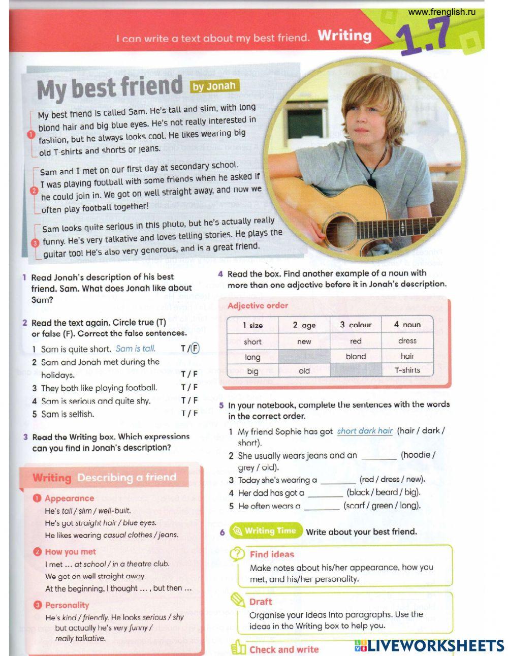 Describing a fr… | Free Interactive Worksheets | 6847582