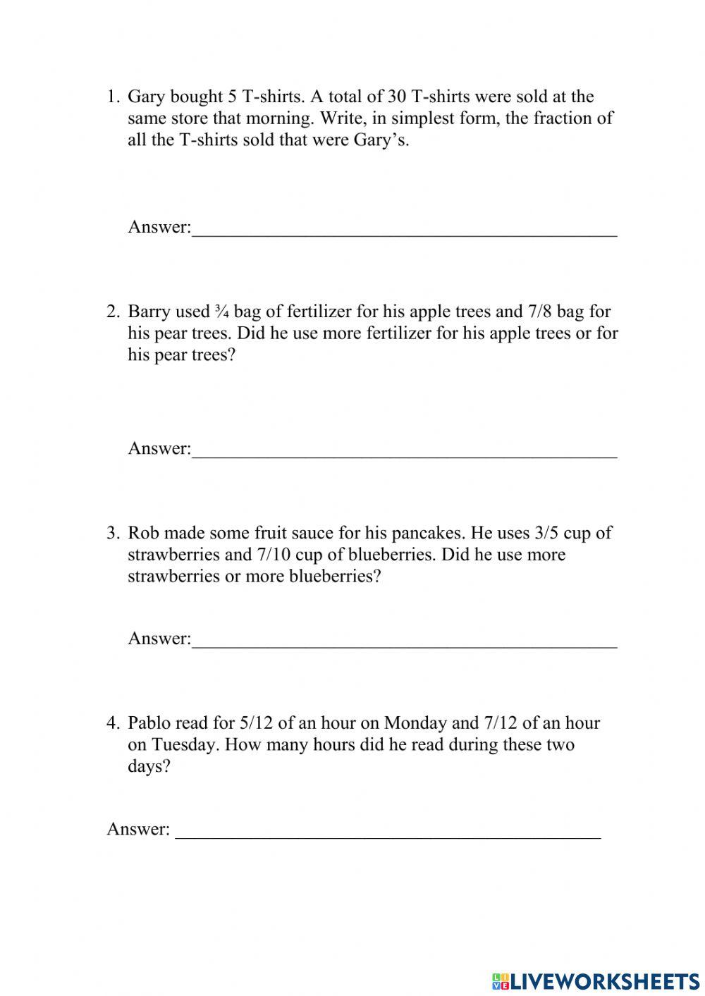 Application Assessment 1 online exercise for | Live Worksheets