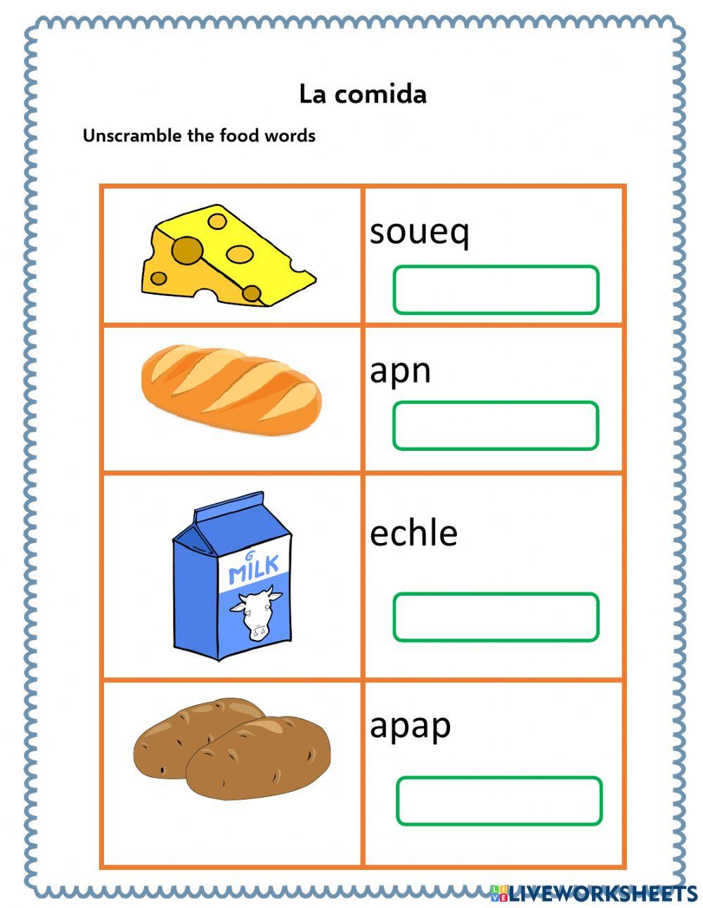 La comida 1107 | Maria Fernandez | Live Worksheets