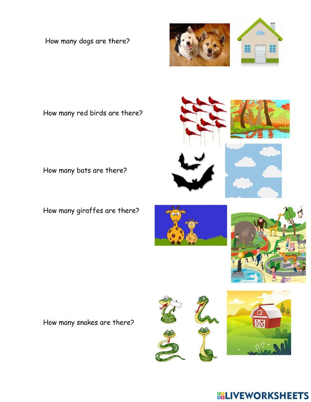 How many with animals worksheet | Live Worksheets
