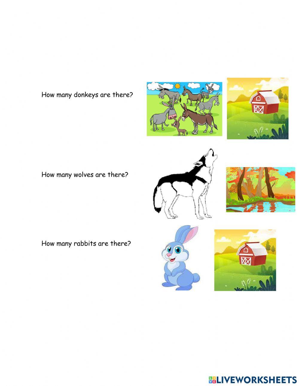 How many with animals worksheet | Live Worksheets